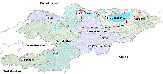 Kyrgyzstan Lake Issyk Kul Map